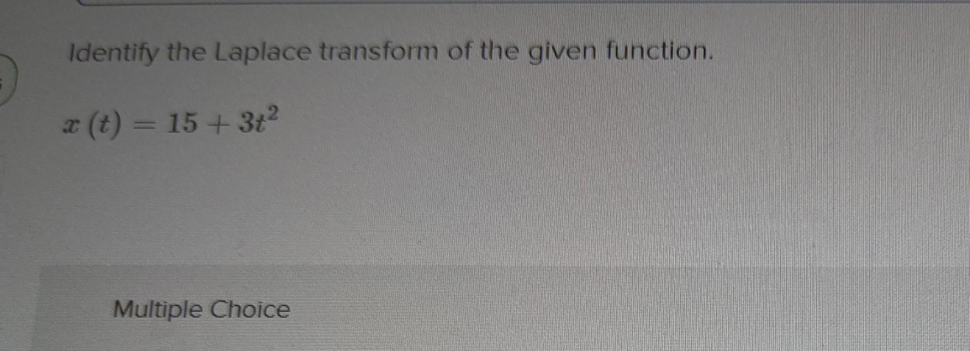 Solved Identify the Laplace transform of the given function. | Chegg.com