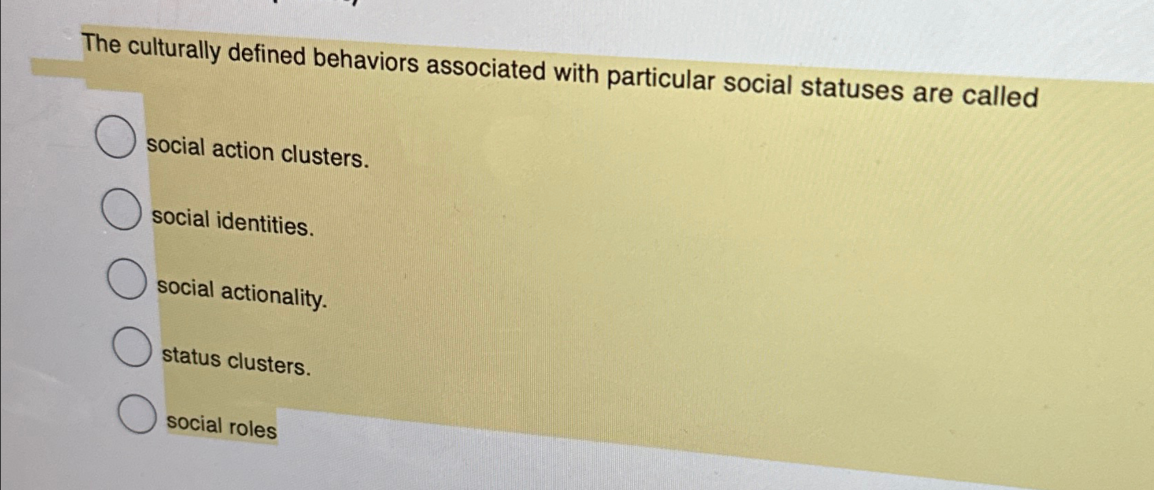 Solved The culturally defined behaviors associated with | Chegg.com