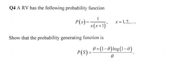 Solved Q4 ﻿A RV has the following probability | Chegg.com