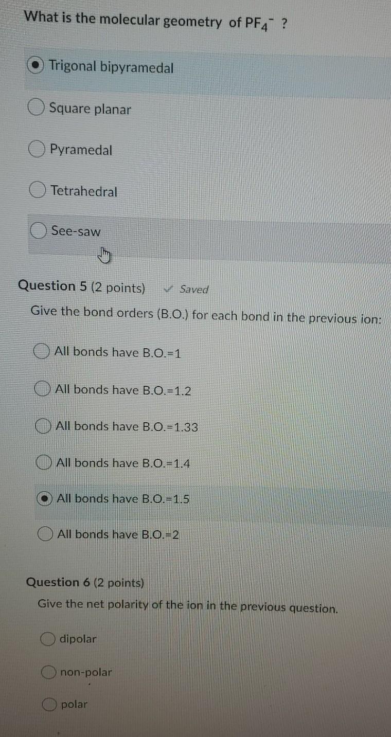 Solved What is the molecular geometry of PF4 ? Trigonal | Chegg.com