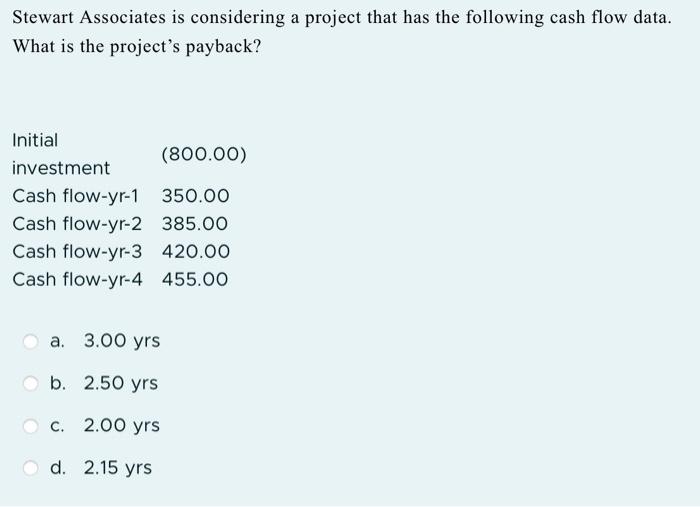 Stewart Associates is considering a project that has | Chegg.com