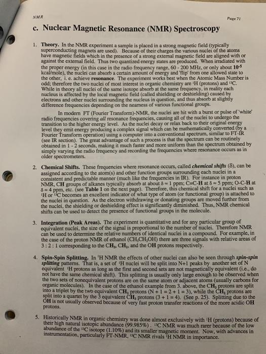 Solved NMR Page 71 c. Nuclear Magnetic Resonance (NMR) | Chegg.com
