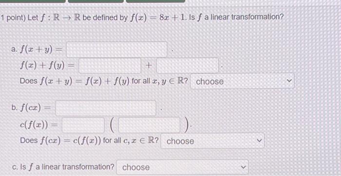 Solved 1 Point Let F R → R Be Defined By F 0 8x 1 Is