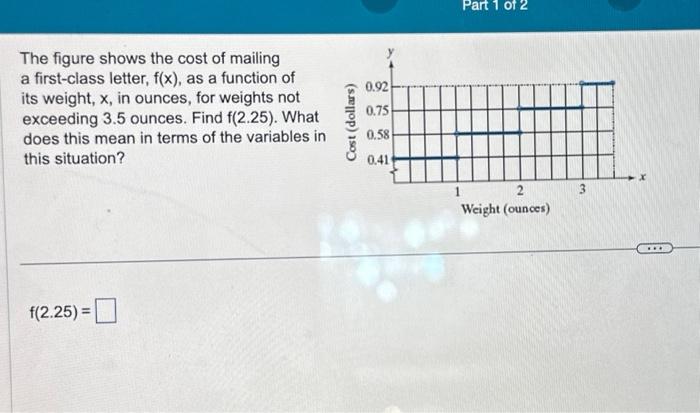 Solved The figure shows the cost of mailing a first-class | Chegg.com