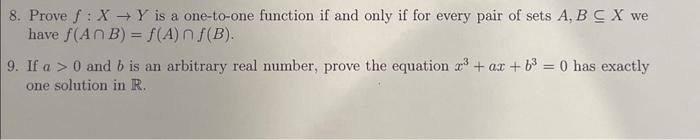 Solved 8. Prove f:X→Y is a one-to-one function if and only | Chegg.com