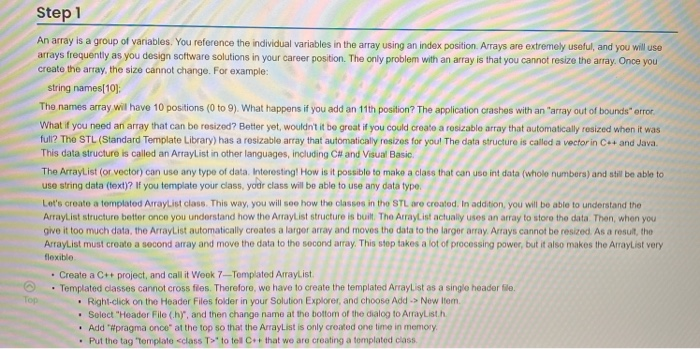Solved Step 1 An array is a group of variables. You | Chegg.com