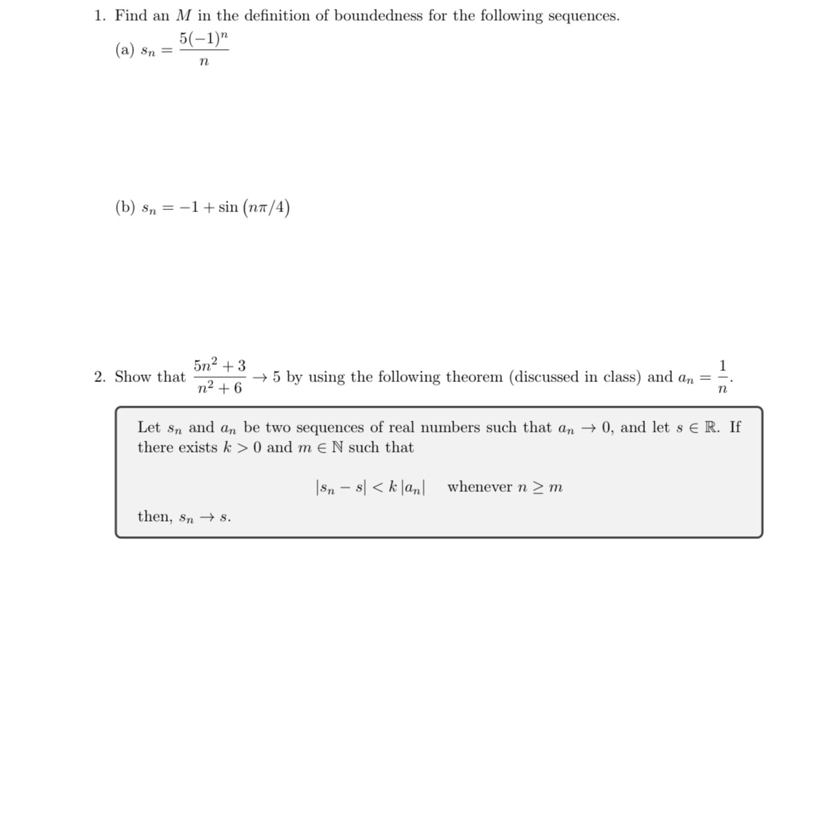 Solved Find an M ﻿in the definition of boundedness for the | Chegg.com