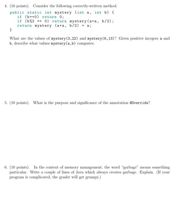 Solved 4. (10 points). Consider the following | Chegg.com