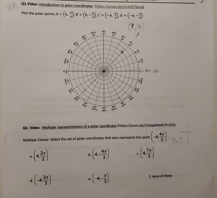 Solved Q1. Video: Introduction to polar coordinates | Chegg.com