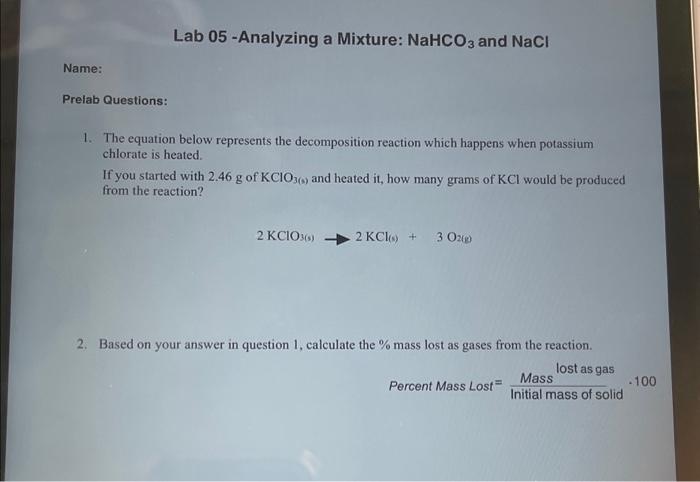 Solved 1. The equation below represents the decomposition | Chegg.com