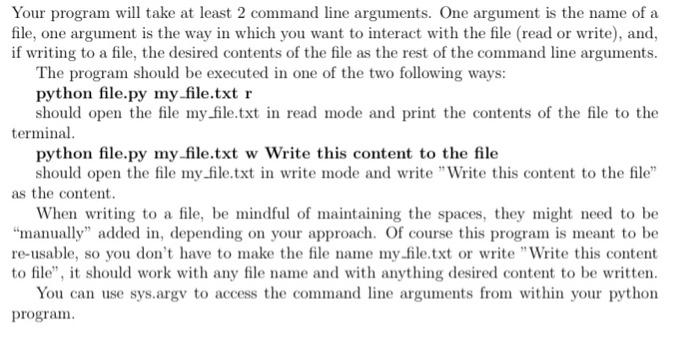 Solved Your Program Will Take At Least 2 Command Line