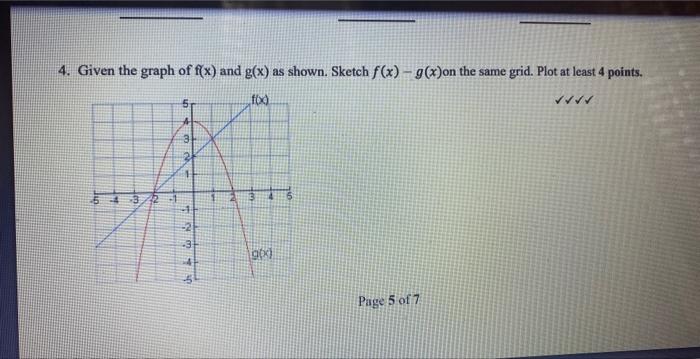Solved 4. Given the graph of f(x) and g(x) as shown. Sketch | Chegg.com