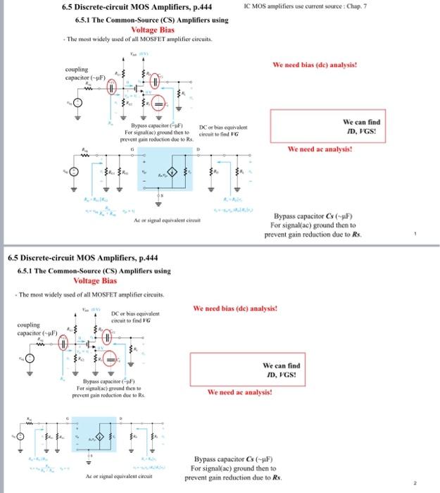 6.5 Discrete-circuit MOS Amplifiers, p.444 6.5.1 The | Chegg.com