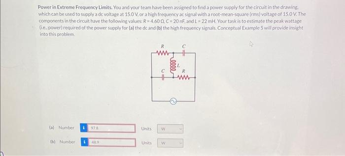 Solved Power in Extreme Frequency Limits. You and your team | Chegg.com