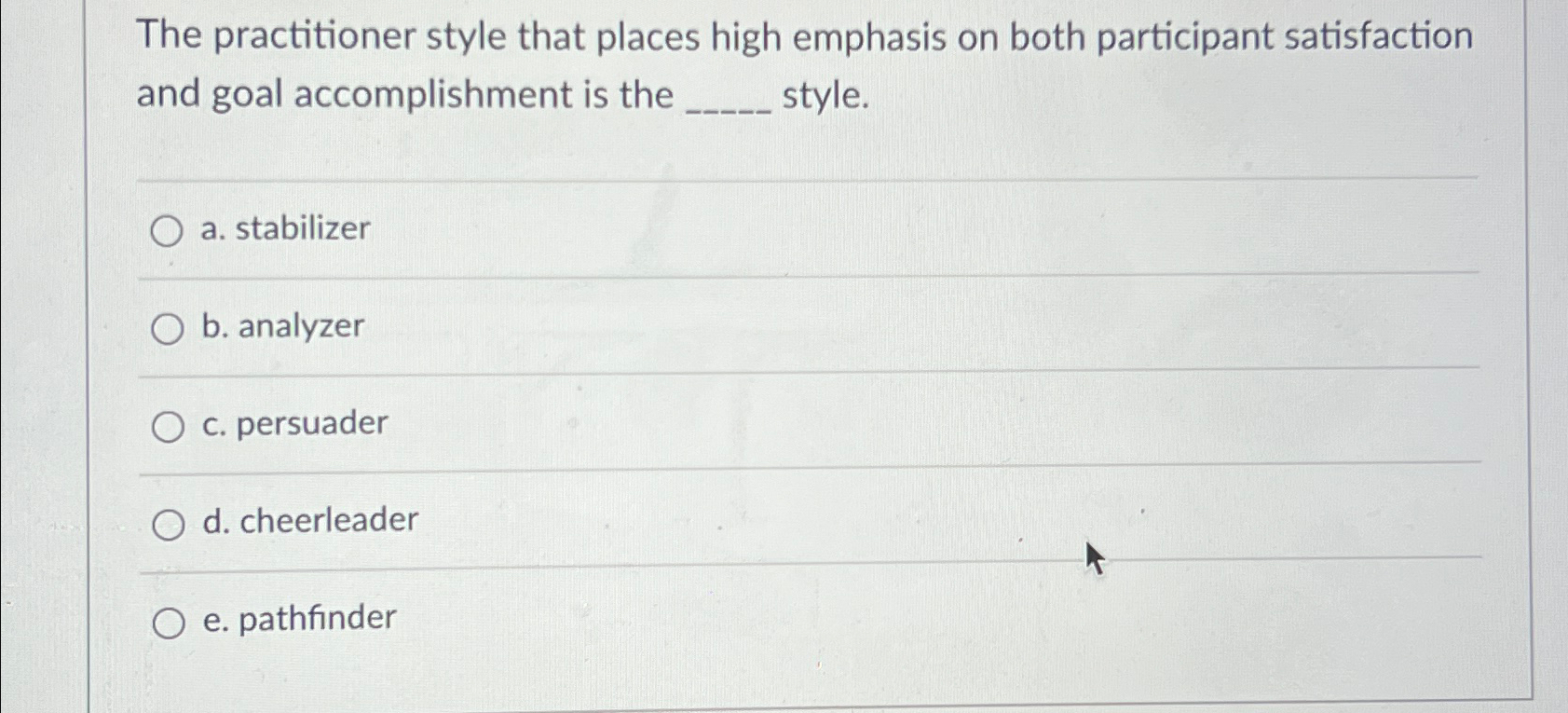 Solved The practitioner style that places high emphasis on | Chegg.com