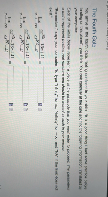 Solved The Fourth GateYou arrive at the fourth gate, feeling | Chegg.com