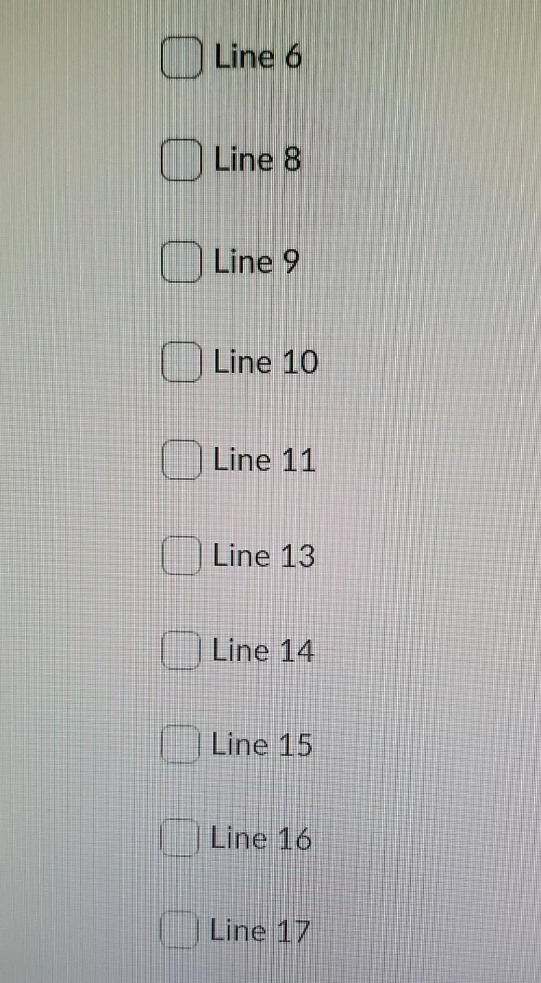 Solved Select each of the lines in the following Java code | Chegg.com