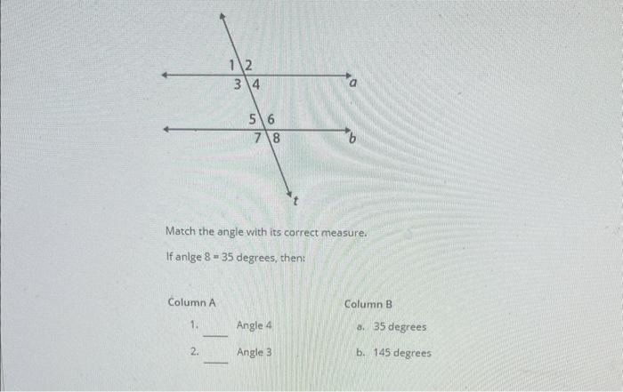 Solved Match the angle with its correct measure. If anlge | Chegg.com