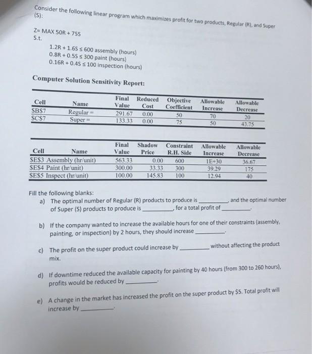 Solved Consider the following linear program which maximizes | Chegg.com