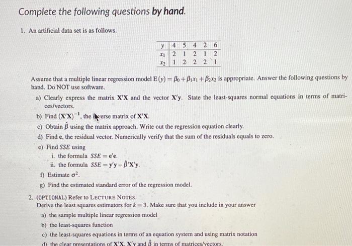 Solved Complete the following questions by hand. 1. An | Chegg.com
