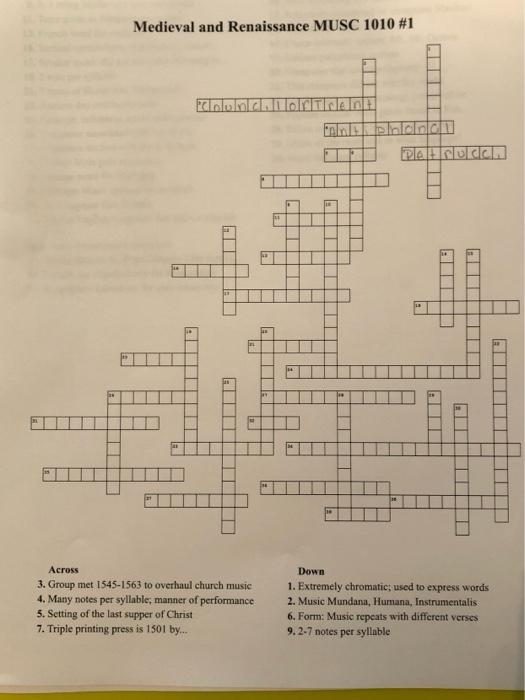 Medieval and Renaissance MUSC 1010 #1 dololol.ch En | Chegg.com