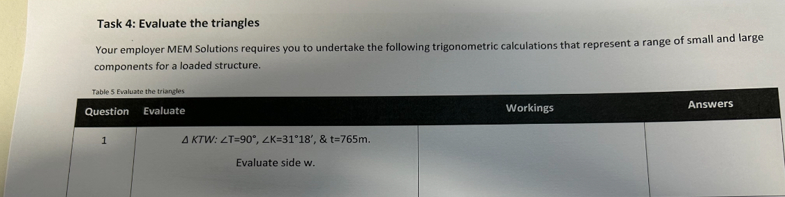 Solved Task 4: Evaluate the trianglesYour employer MEM | Chegg.com