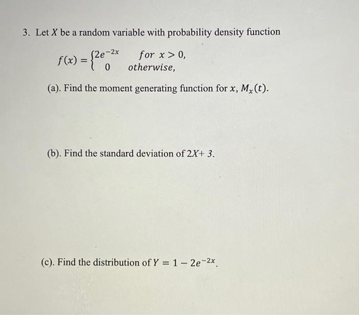 Solved 3. Let X be a random variable with probability | Chegg.com