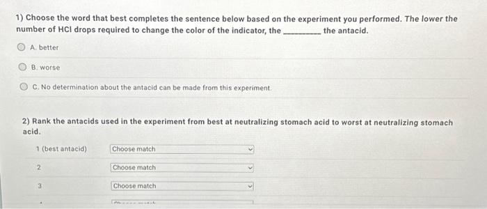 Solved 1) Choose the word that best completes the sentence | Chegg.com