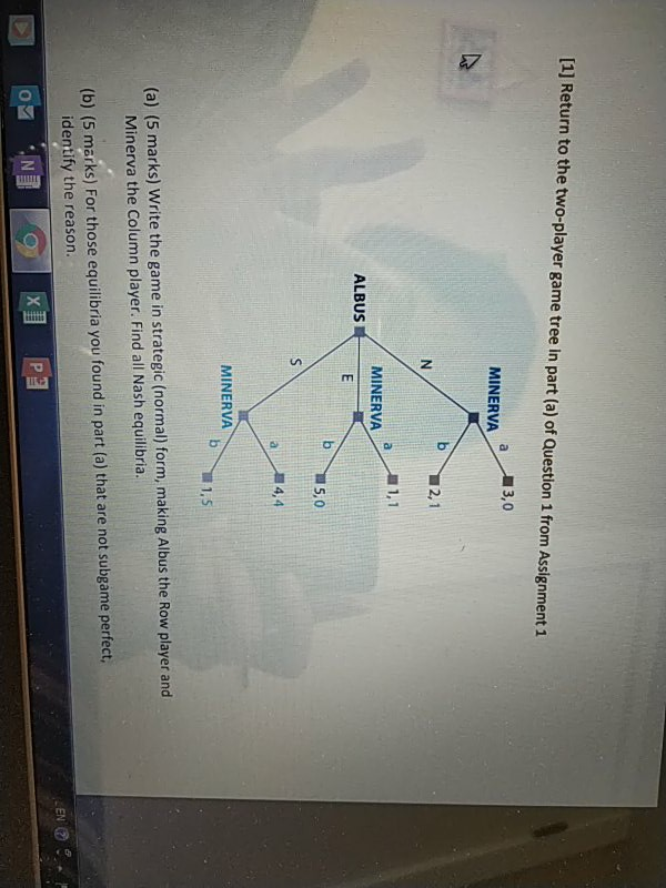 Solved [1] Return to the two-player game tree in part (a) of | Chegg.com