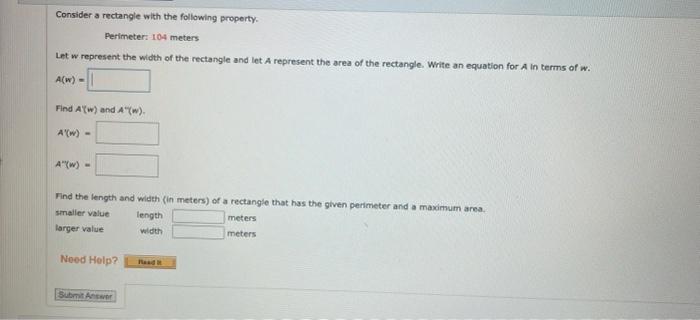 Solved Consider a rectangle with the following property. | Chegg.com