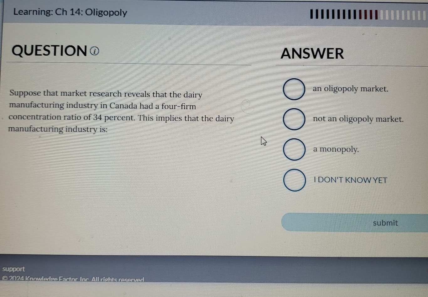 Solved Learning: Ch 14: OligopolyQUESTION (i)ANSWERSuppose | Chegg.com