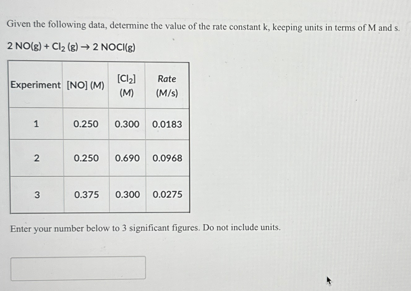 Solved Given the following data, determine the value of the | Chegg.com