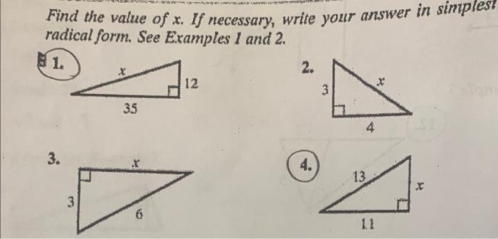Solved Find the value of x. If necessary, write your answer | Chegg.com