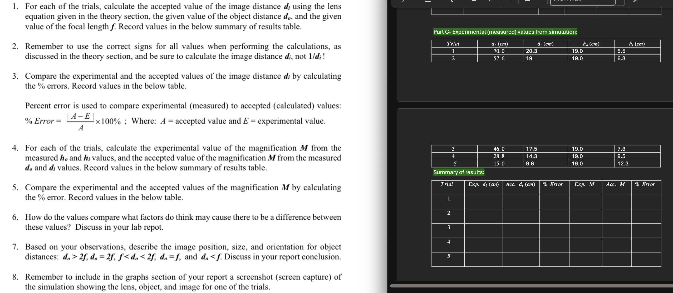 Solved For each of the trials, calculate the accepted value | Chegg.com