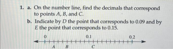 Solved 1. a. On the number line, find the decimals that | Chegg.com