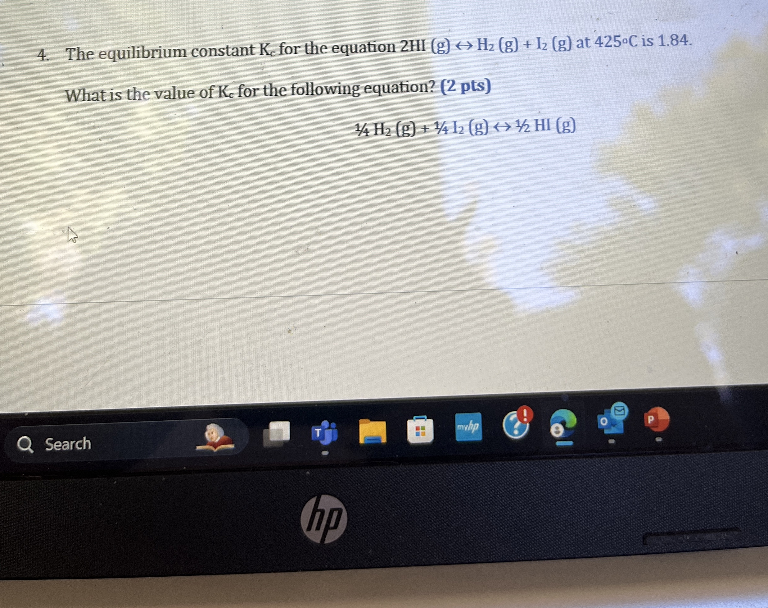 Solved The equilibrium constant Kc ﻿for the equation | Chegg.com