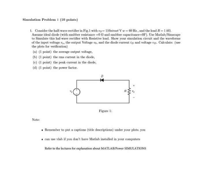 Solved Simulation Problem 1 (10 points) 1. Consider the | Chegg.com
