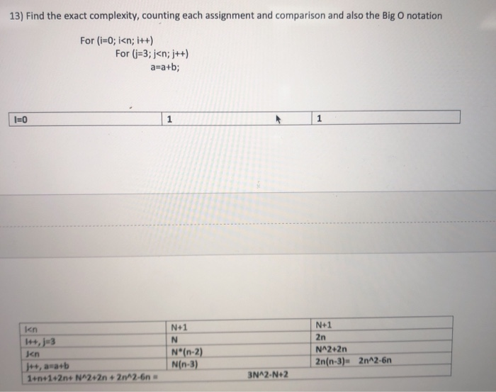 Solved 13) Find the exact complexity, counting each | Chegg.com
