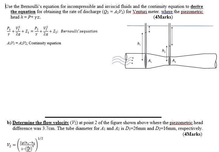 Solved Use the Bernoulli's equation for incompressible and | Chegg.com