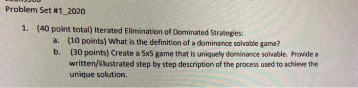 Solved Problem Set #1_2020 1. (40 point total) Iterated | Chegg.com