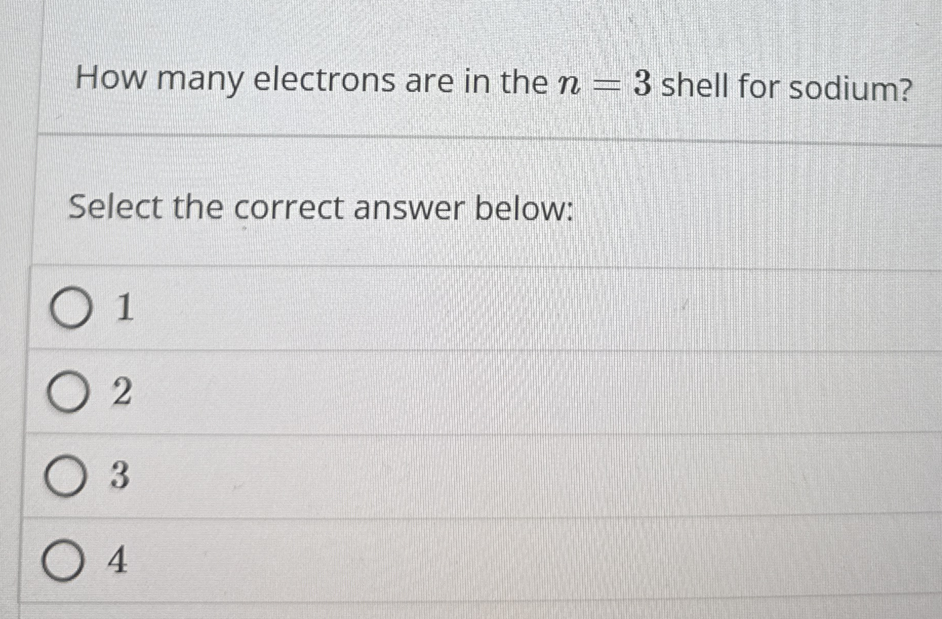 Solved How many electrons are in the n=3 ﻿shell for | Chegg.com
