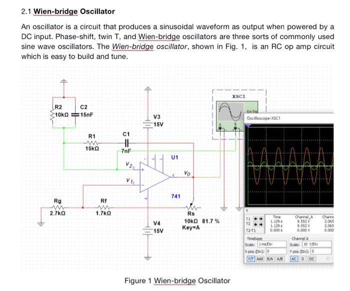 Solved 4. Wien-bridge oscillator Construct the circuit in | Chegg.com