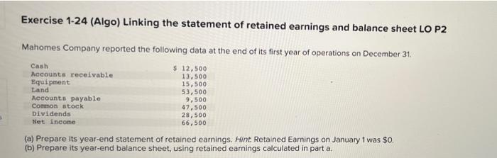 Solved Exercise 1-24 (Algo) Linking the statement of | Chegg.com