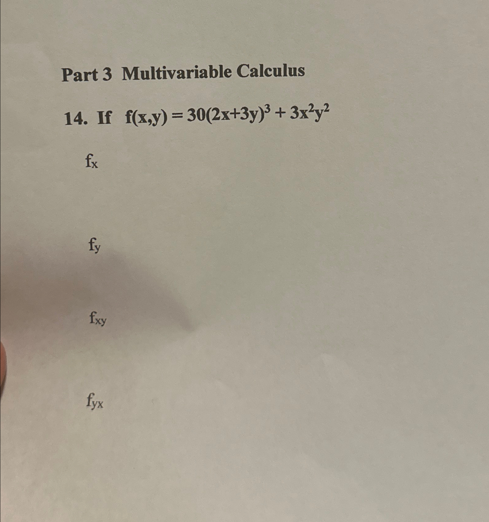 Solved Part 3 ﻿Multivariable Calculus14. ﻿If | Chegg.com