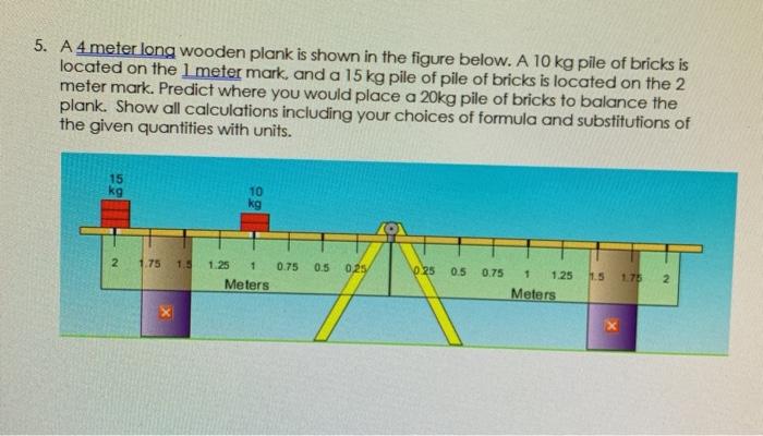 Solved 5. A 4 meter long wooden plank is shown in the figure | Chegg.com