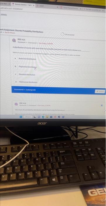 Solved A distribution of events with only two paisale | Chegg.com