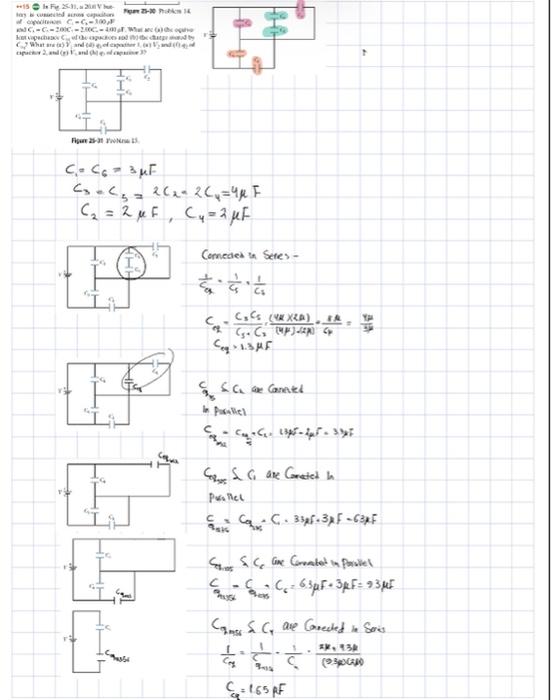 Solved C1=C6=3μF C3=C5=2C2=2C4=4μF C2=2μF,C4=2μF Comeded in | Chegg.com