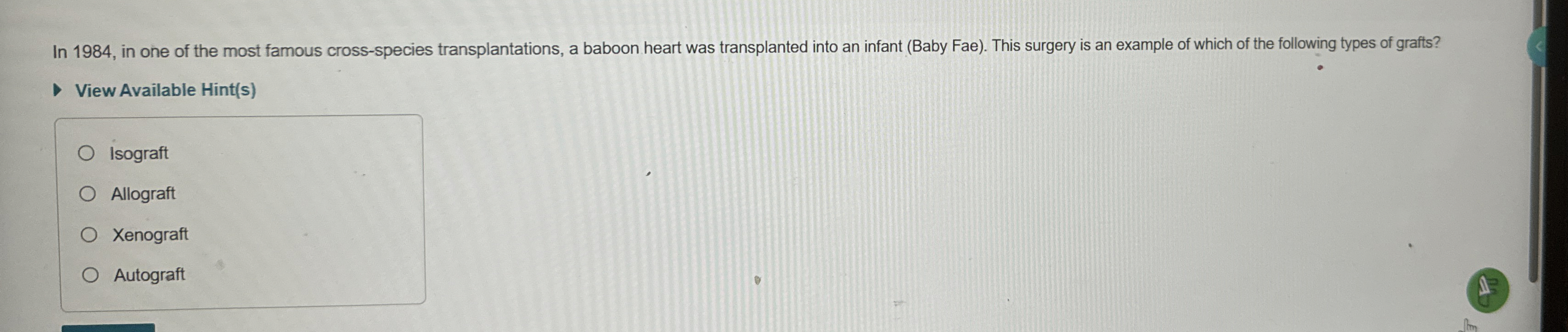 Solved In 1984, ﻿in one of the most famous cross-species | Chegg.com