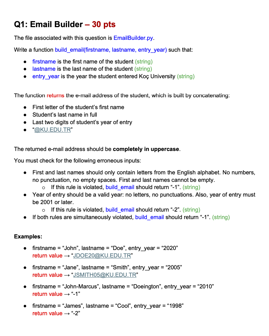 Solved Q1: Email Builder - 30 ﻿ptsThe file associated with | Chegg.com