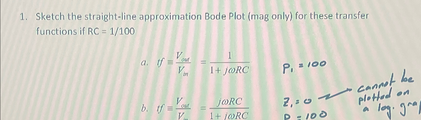 Solved Sketch the straight-line approximation Bode Plot (mag | Chegg.com